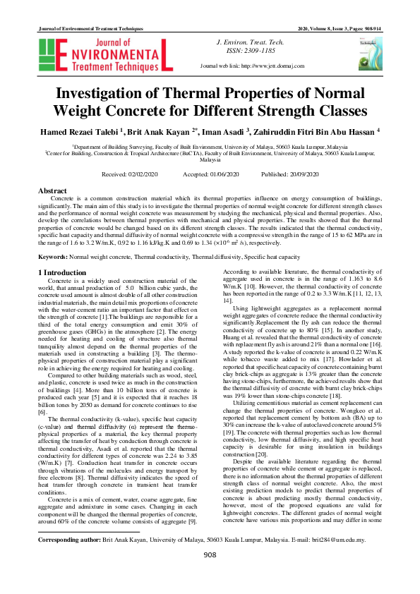 (PDF) Investigation of Thermal Properties of Normal Weight Concrete for ...
