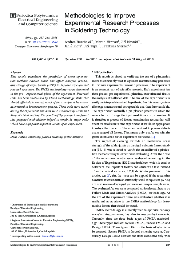 (PDF) Methodologies to Improve Experimental Research Processes in ...