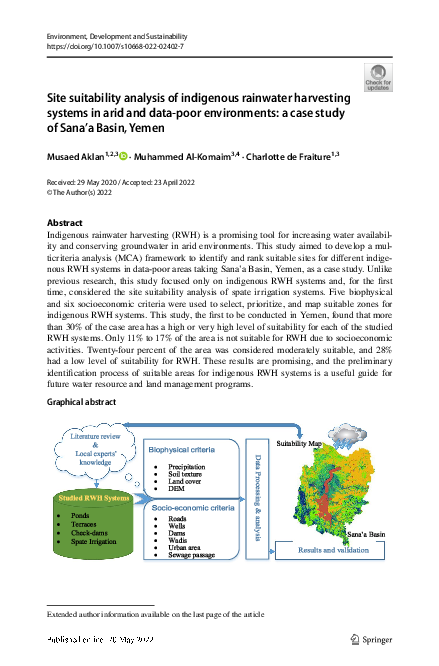 (PDF) Site suitability analysis of indigenous rainwater harvesting ...