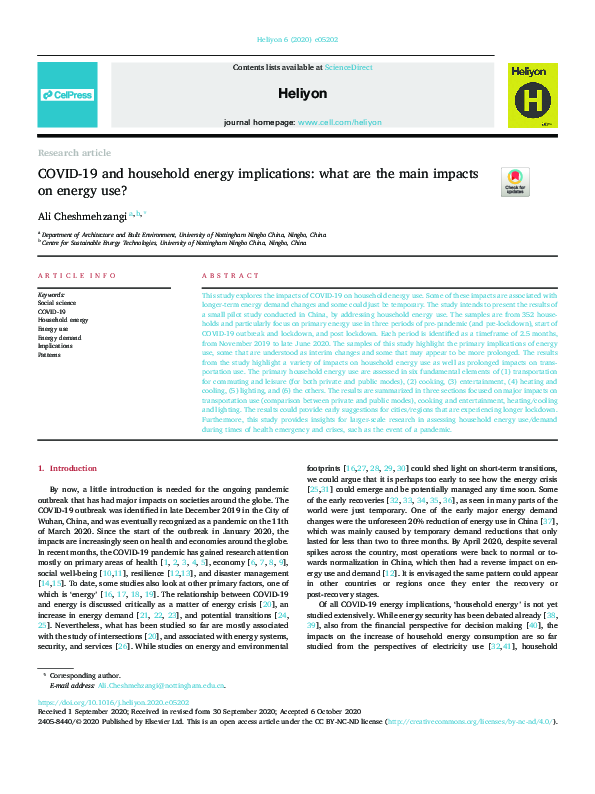 (PDF) COVID-19 and household energy implications: what are the main ...