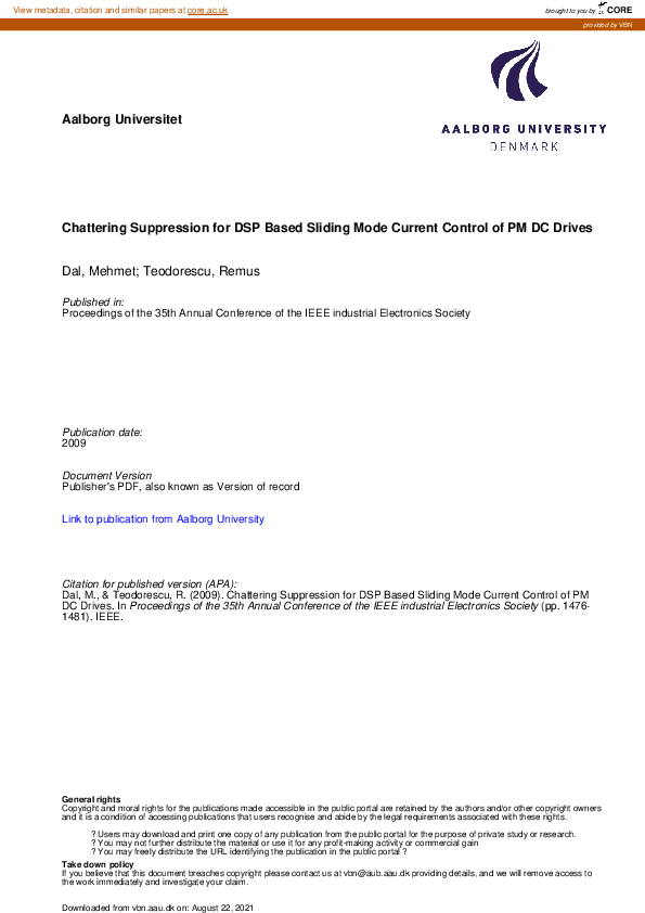 (PDF) Chattering Suppression for DSP Based Sliding Mode Current Control of PM DC Drives
