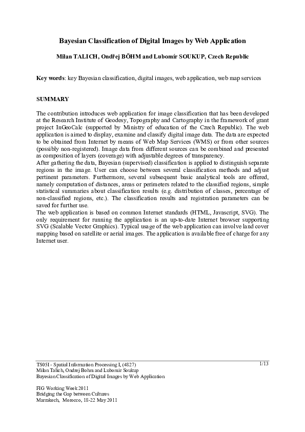 Pdf Bayesian Classification Of Digital Images By Web Application