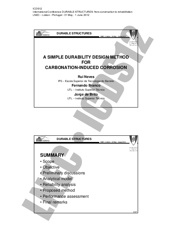 (PDF) A Simple Durability Design Method for Carbonation-induced Corrosion
