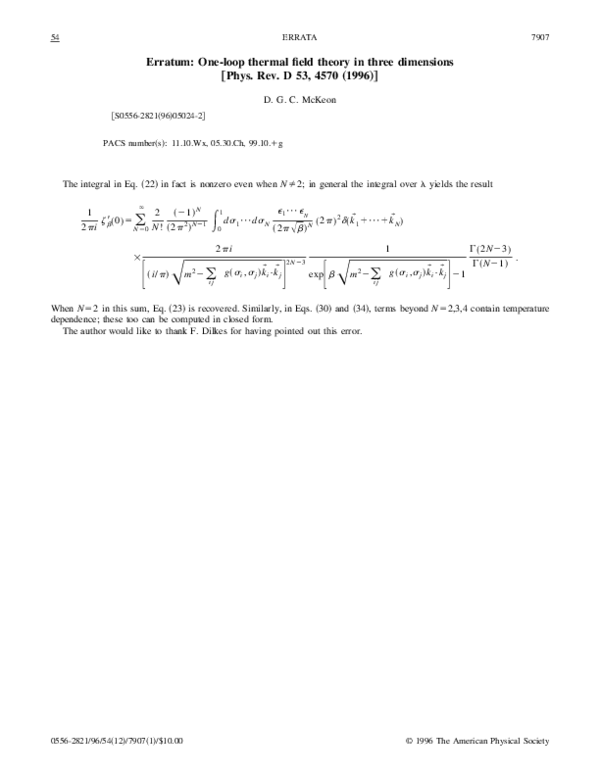 (PDF) Erratum: One-loop thermal field theory in three dimensions