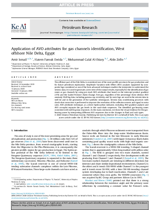 (PDF) Application of AVO attributes for gas channels identification ...