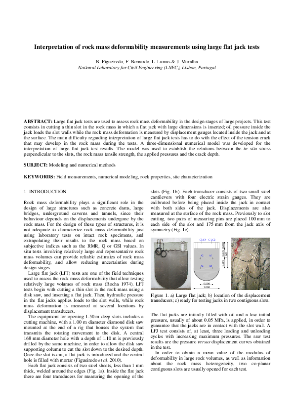 (PDF) Interpretation of rock mass deformability measurements using ...
