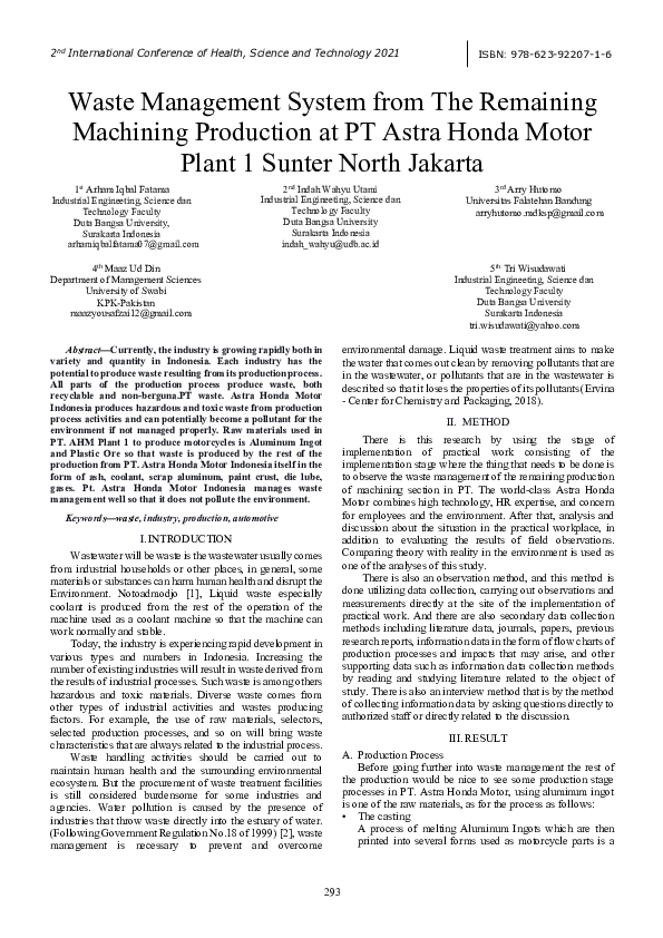 (PDF) Waste Management System from The Remaining Machining Production ...