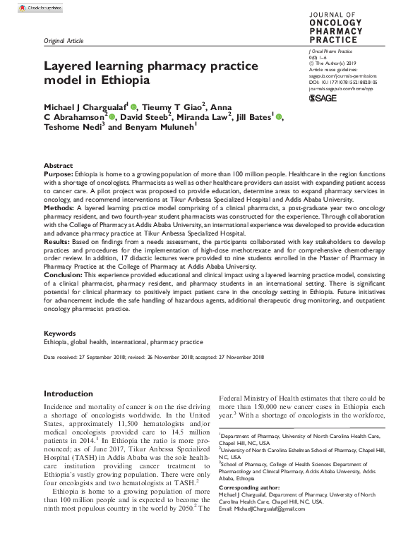 (PDF) Layered learning pharmacy practice model in Ethiopia