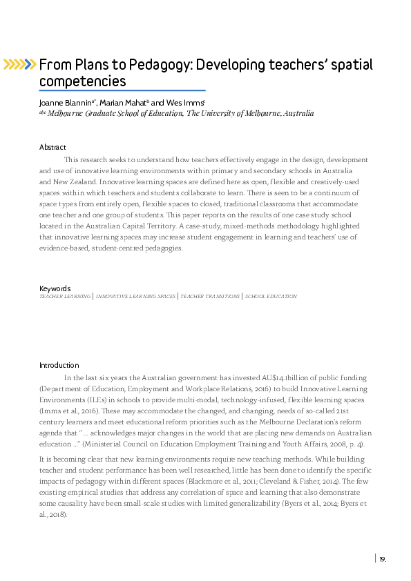(PDF) From Plans to Pedagogy: Developing teachers’ spatial competencies