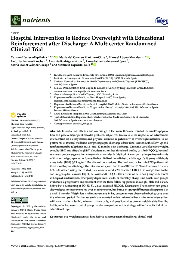 (PDF) Hospital Intervention to Reduce Overweight with Educational ...