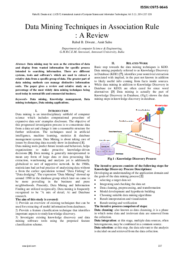 (PDF) Data Mining Techniques in Association Rule : A Review
