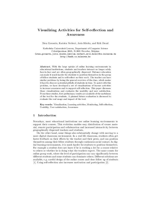 (PDF) Visualizing activities for self-reflection and awareness