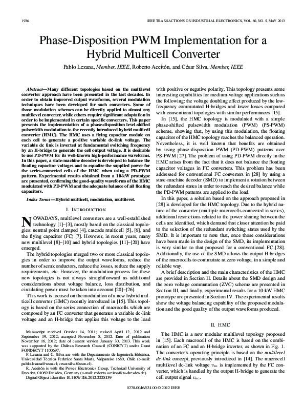 Pdf Phase Disposition Pwm Implementation For A Hybrid Multicell Converter