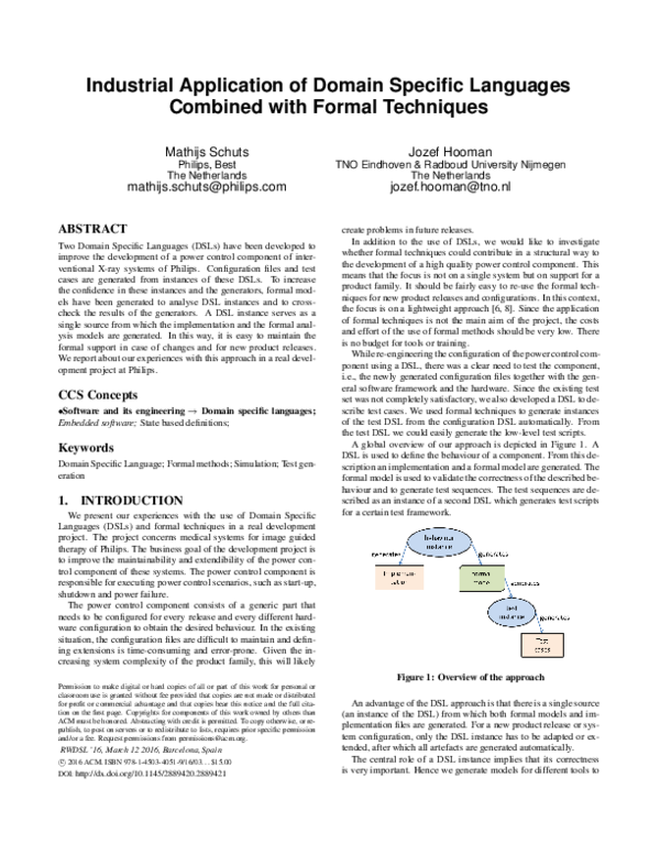 (PDF) Industrial Application of Domain Specific Languages Combined with ...