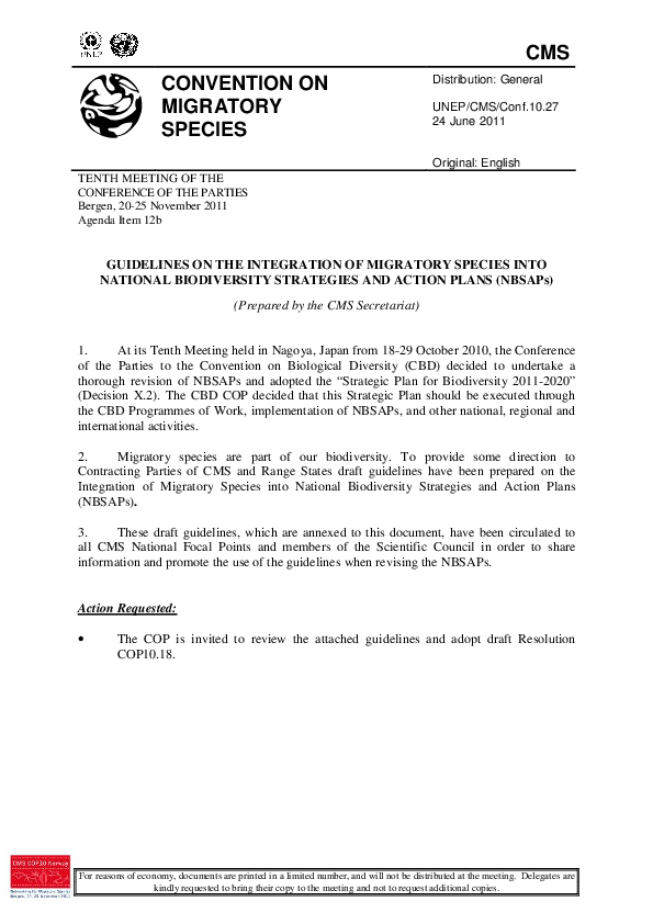 (PDF) Migratory Species & National Biodiversity Strategies and Action ...