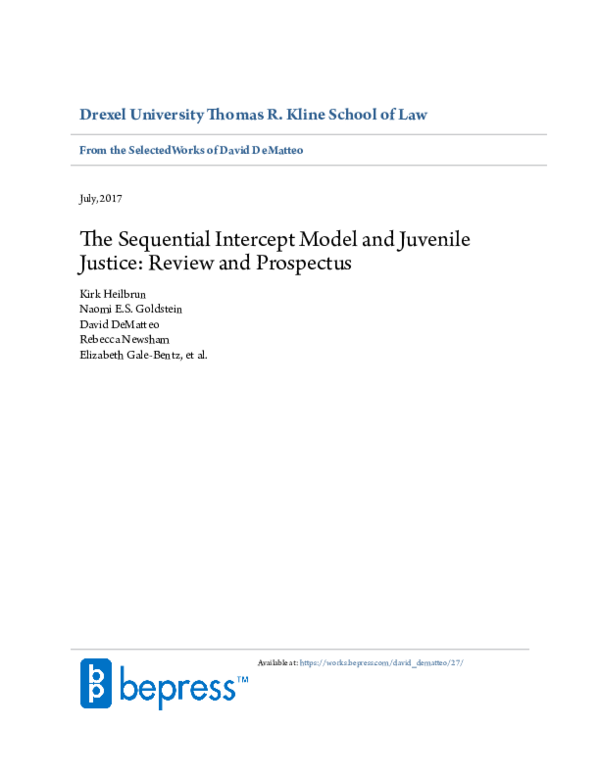 (PDF) The Sequential Intercept Model and Juvenile Justice: Review and ...