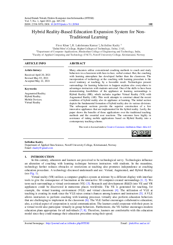 (PDF) Hybrid Reality-Based Education Expansion System for Non ...