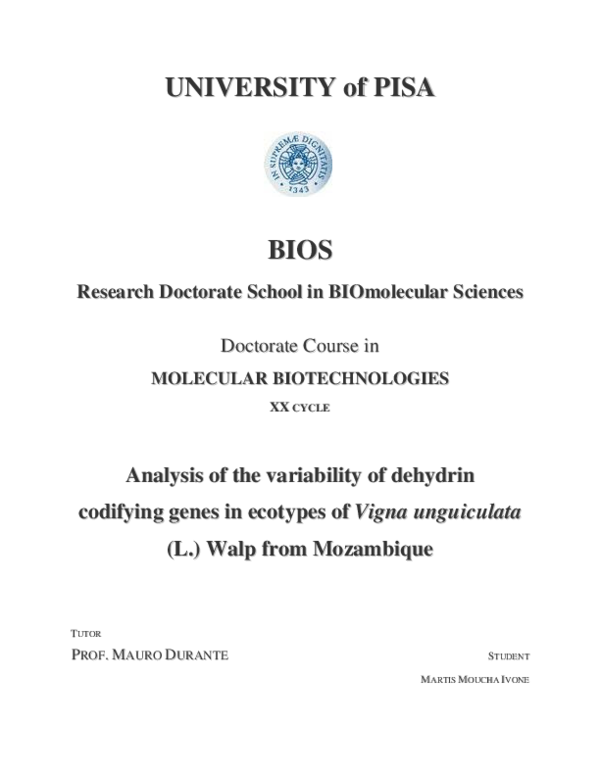 (PDF) Analysis of the variability of dehydrin codifying genes in ...