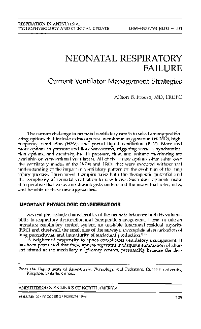 (PDF) Neonatal Respiratory Failure