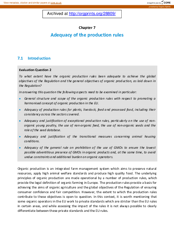 (PDF) Adequacy of the production rules