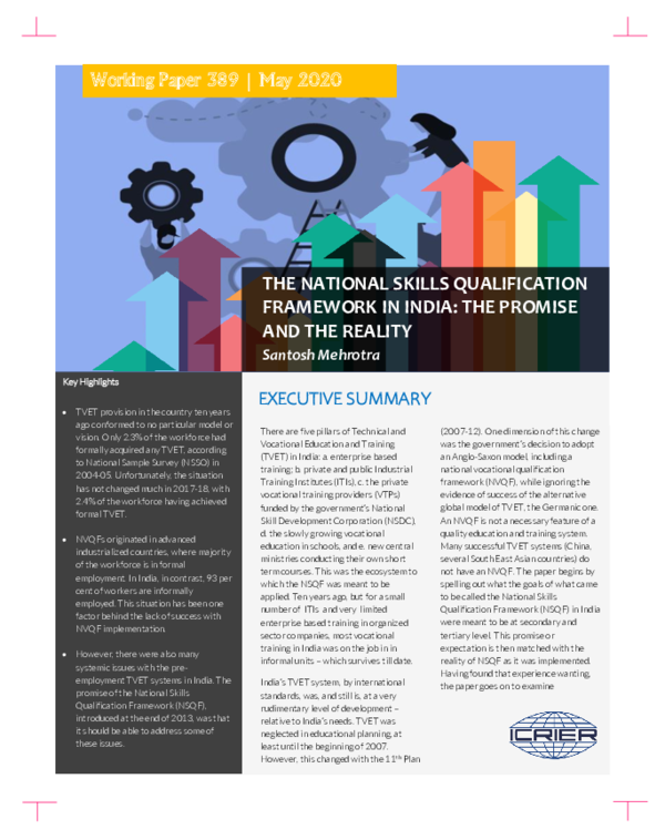 (PDF) The National Skills Qualification Framework in India the Promise ...