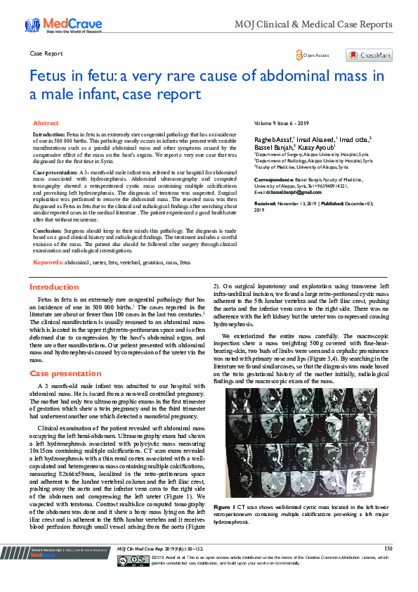 (PDF) Fetus in fetu: a very rare cause of abdominal mass in a male ...
