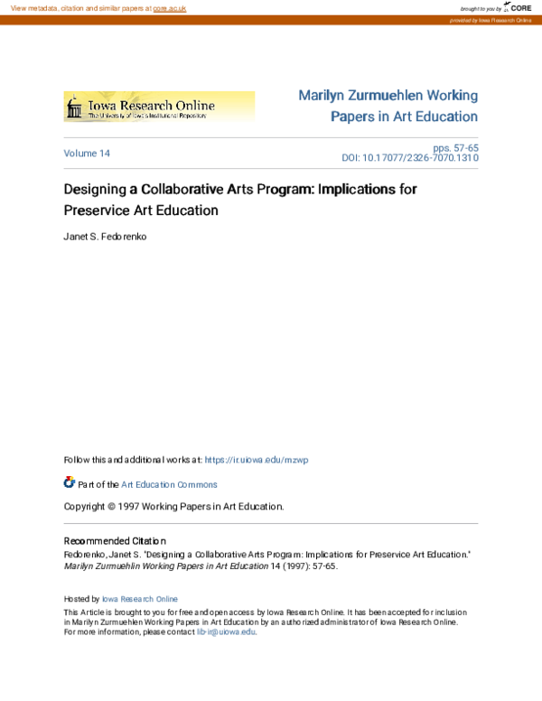 (PDF) Designing a Collaborative Arts Program: Implications for ...