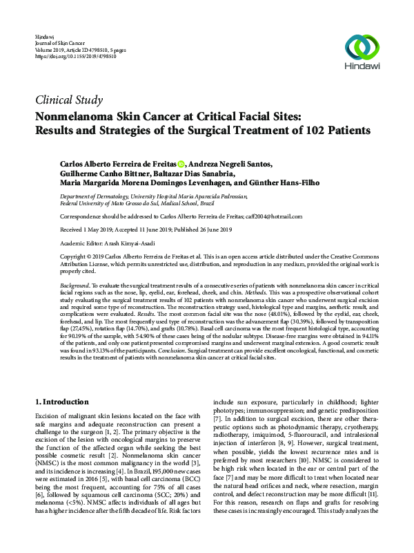 (PDF) Nonmelanoma Skin Cancer at Critical Facial Sites: Results and ...