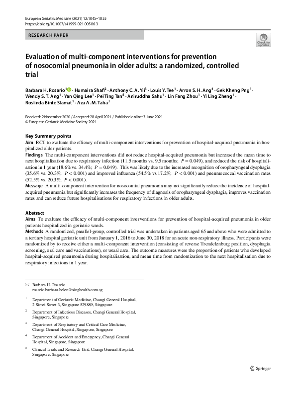 (PDF) Evaluation of multi-component interventions for prevention of nosocomial pneumonia in ...