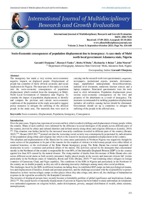 (PDF) Socio-Economic consequences of population displacement due to ...