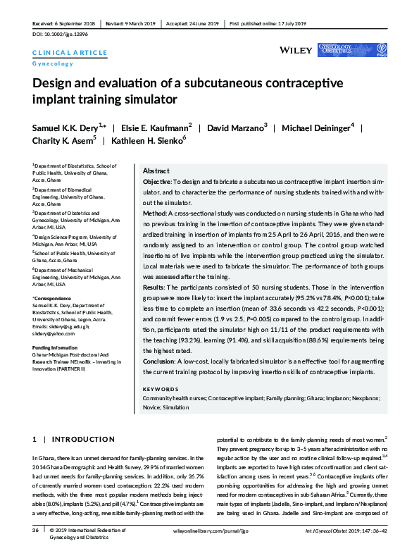 (PDF) Design and evaluation of a subcutaneous contraceptive implant ...