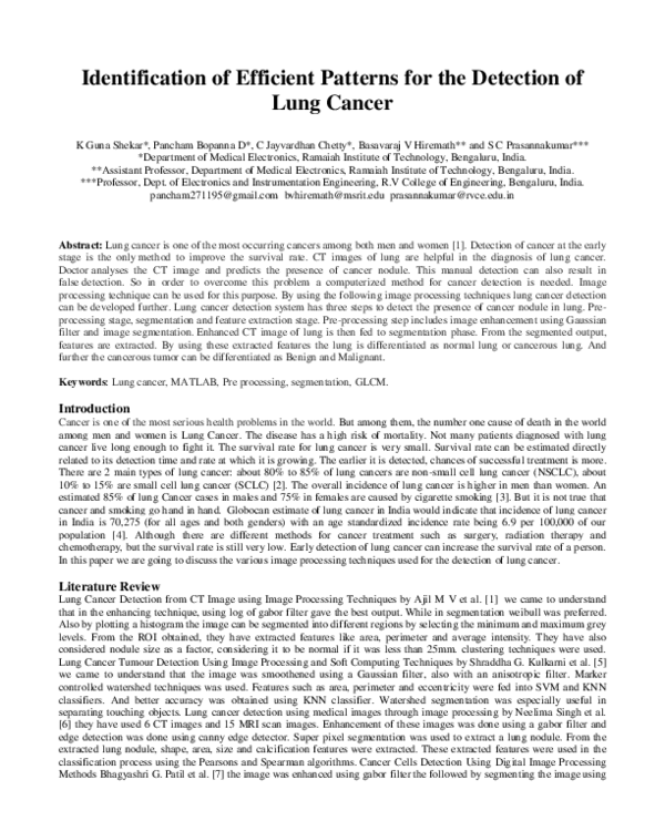 (PDF) Identification of Efficient Patterns for the Detection of Lung Cancer