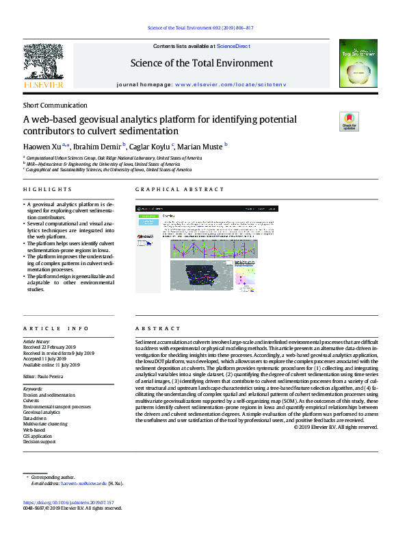 Pdf A Web Based Geovisual Analytics Platform For Identifying Potential Contributors To Culvert