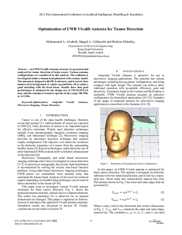 (PDF) Optimization of UWB Vivaldi Antenna for Tumor Detection