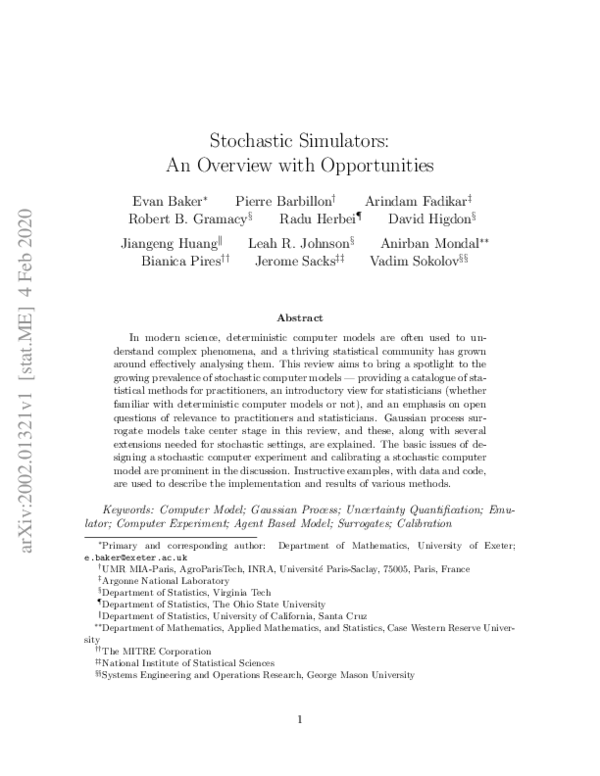 Pdf Stochastic Simulators An Overview With Opportunities
