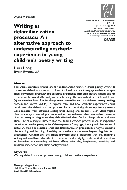 (PDF) Writing as defamiliarization processes: An alternative approach ...