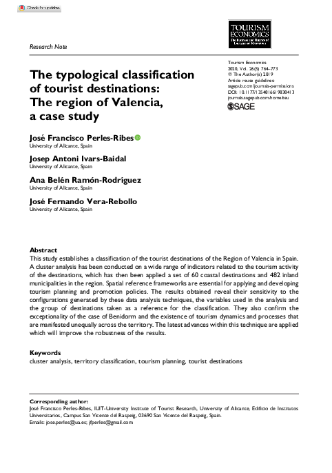 (PDF) The typological classification of tourist destinations: The ...