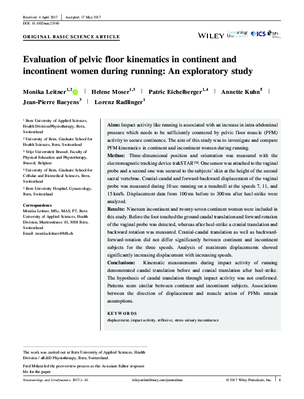 (PDF) Evaluation of pelvic floor kinematics in continent and ...