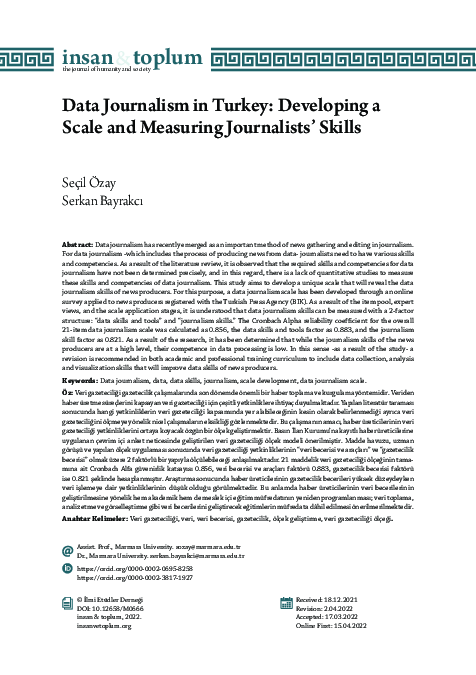 (PDF) Data Journalism in Turkey: Developing a Scale and Measuring ...