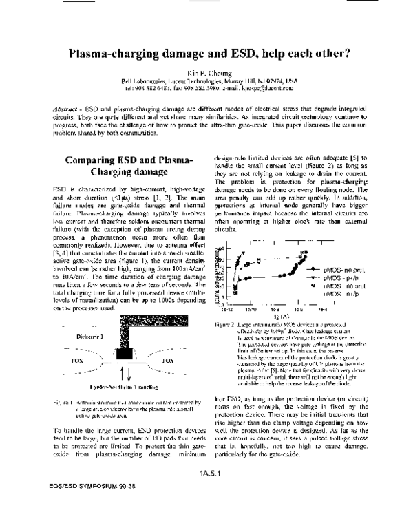 (PDF) Plasma charging damage and ESD, help each other?
