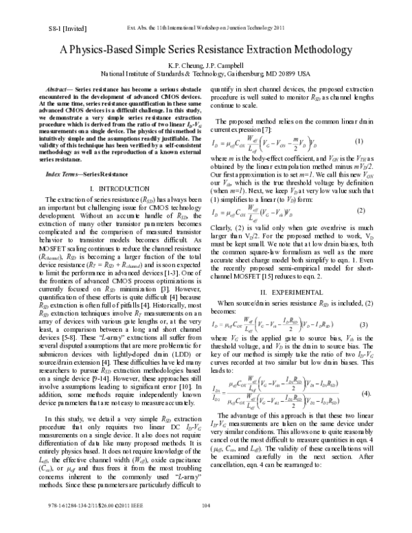 Pdf A Physics Based Simple Series Resistance Extraction Methodology