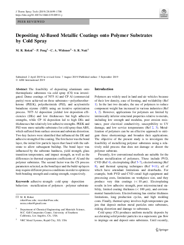 (PDF) Depositing Al-Based Metallic Coatings onto Polymer Substrates by ...