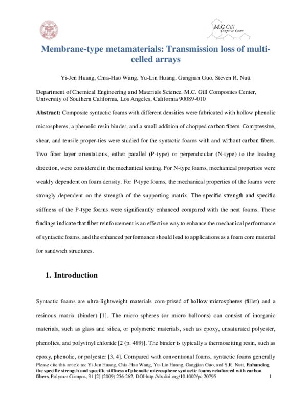 (PDF) Membrane-type metamaterials: Transmission loss of multi-celled ...