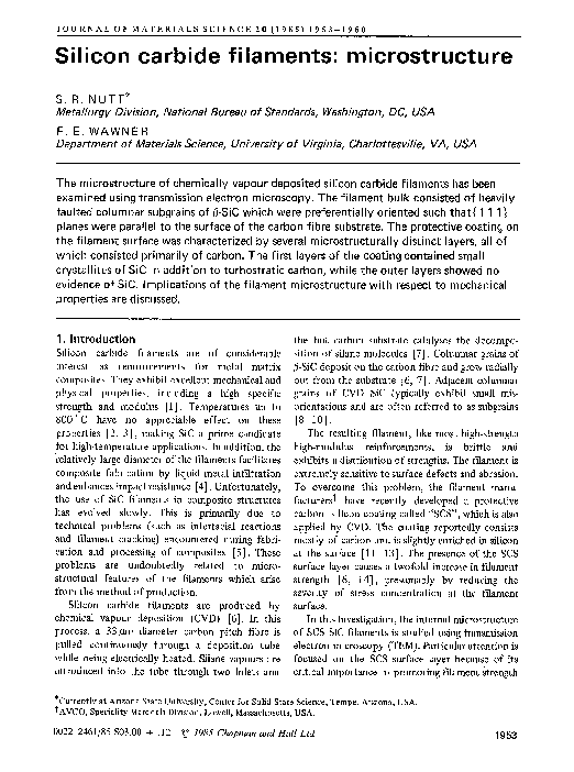 (PDF) Silicon carbide filaments: Microstructure