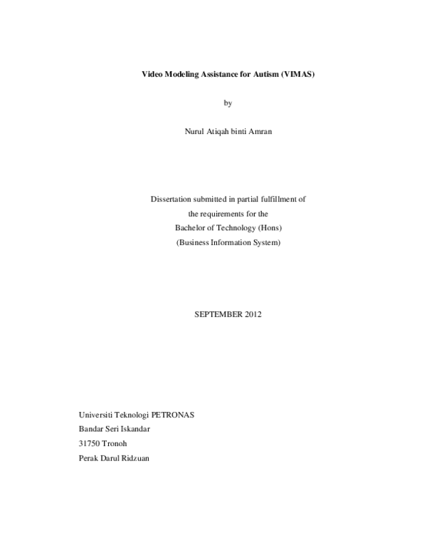 Video Modeling Assistance for Autism (VIMAS)