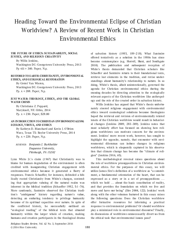 (PDF) Heading Toward the Environmental Eclipse of Christian Worldview ...