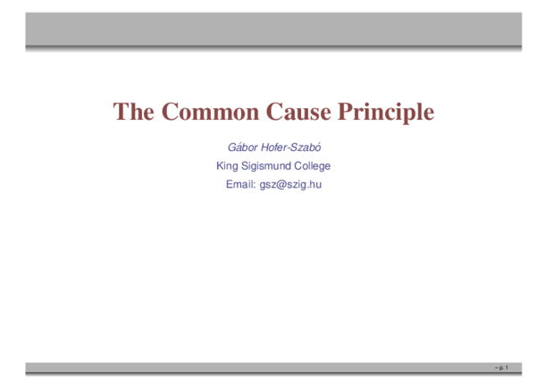 (PDF) The Common Cause Principle