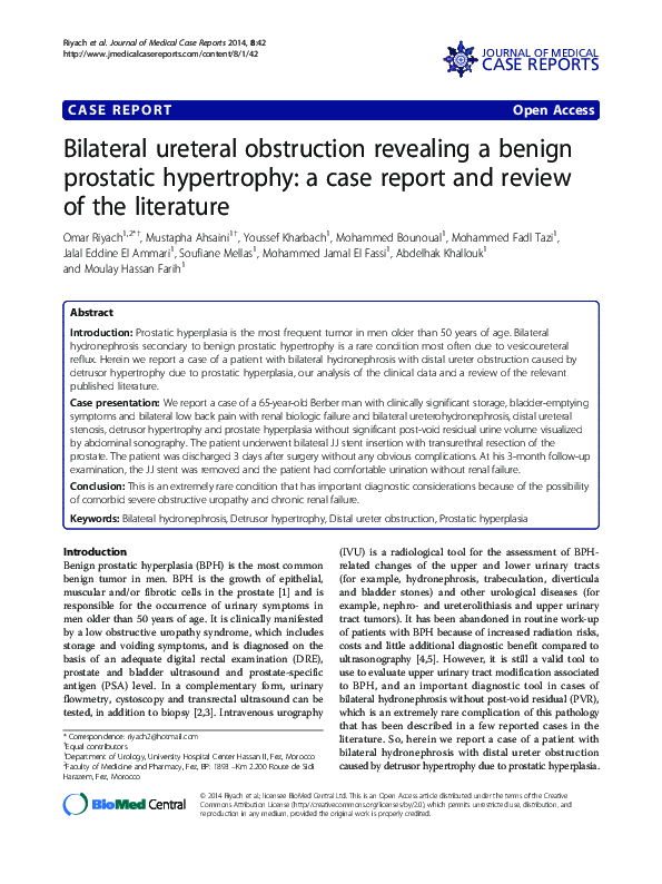 (PDF) Bilateral ureteral obstruction revealing a benign prostatic ...