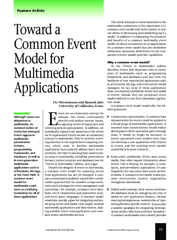 (PDF) Toward a Common Event Model for Multimedia Applications
