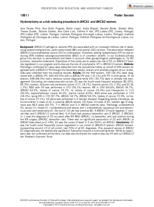 (PDF) Hysterectomy as a risk-reducing procedure in BRCA1 and BRCA2 women